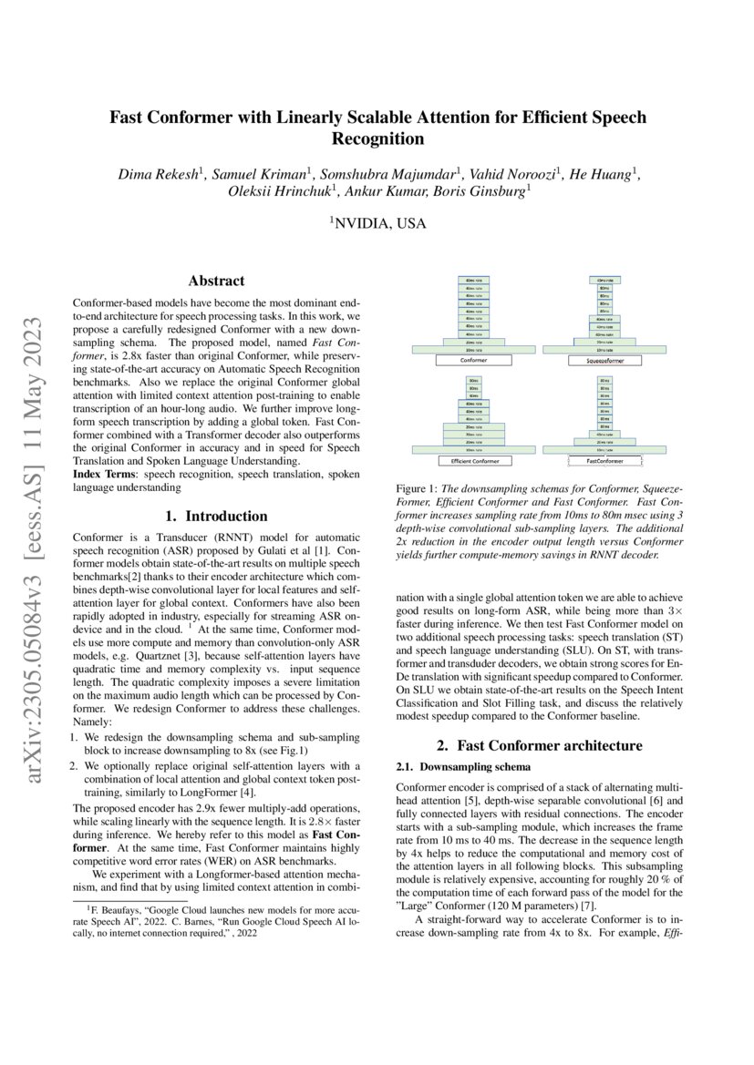 Fast Conformer with Linearly Scalable Attention for Efficient Speech Recognition | DeepAI