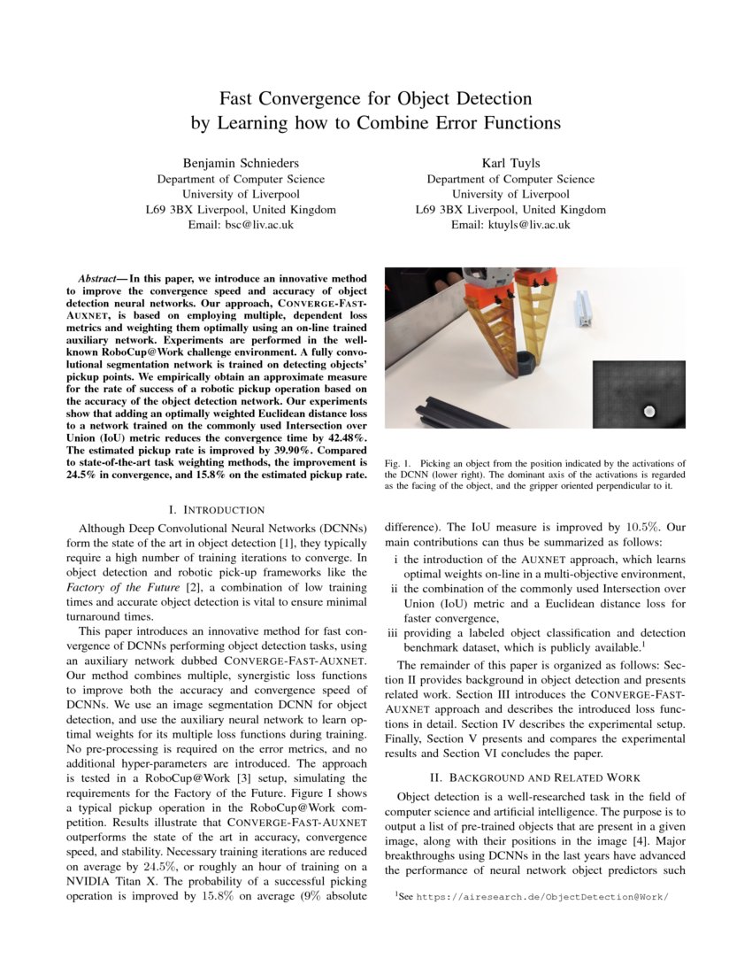 Fast Convergence For Object Detection By Learning How To Combine Error Functions Deepai