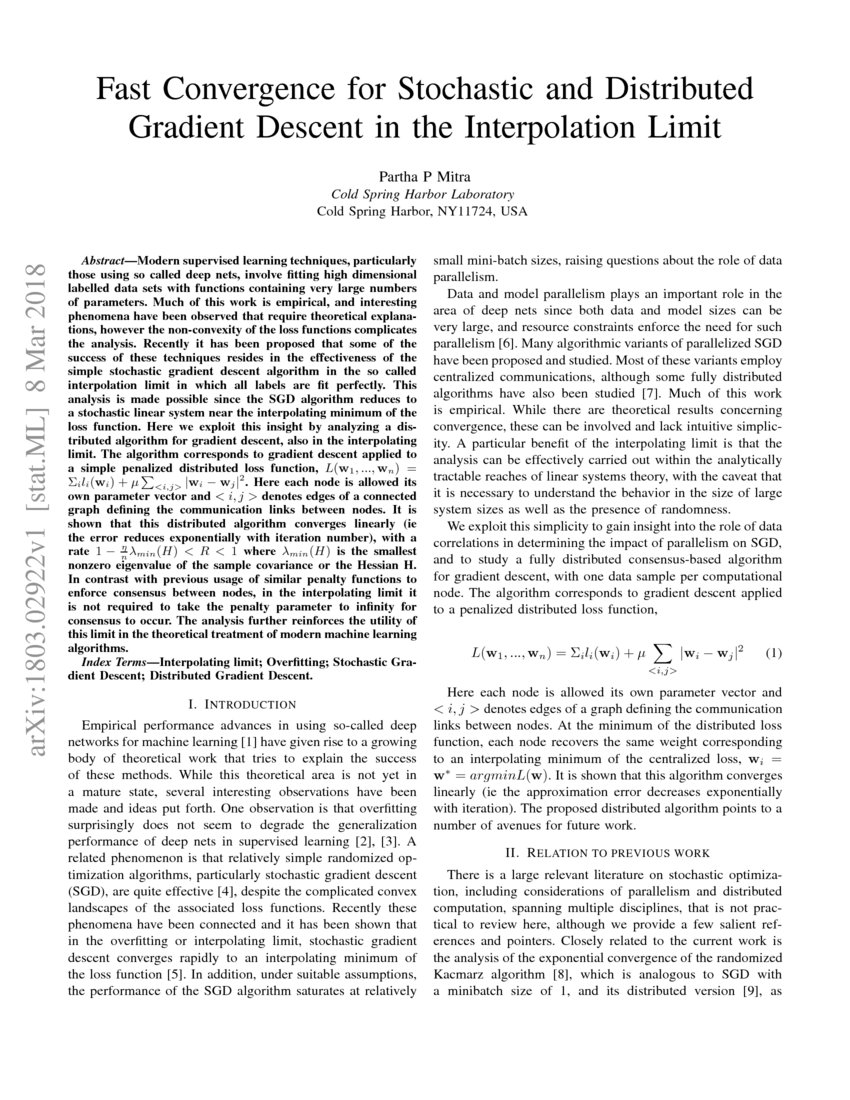 Fast Convergence For Stochastic And Distributed Gradient Descent In The Interpolation Limit Deepai