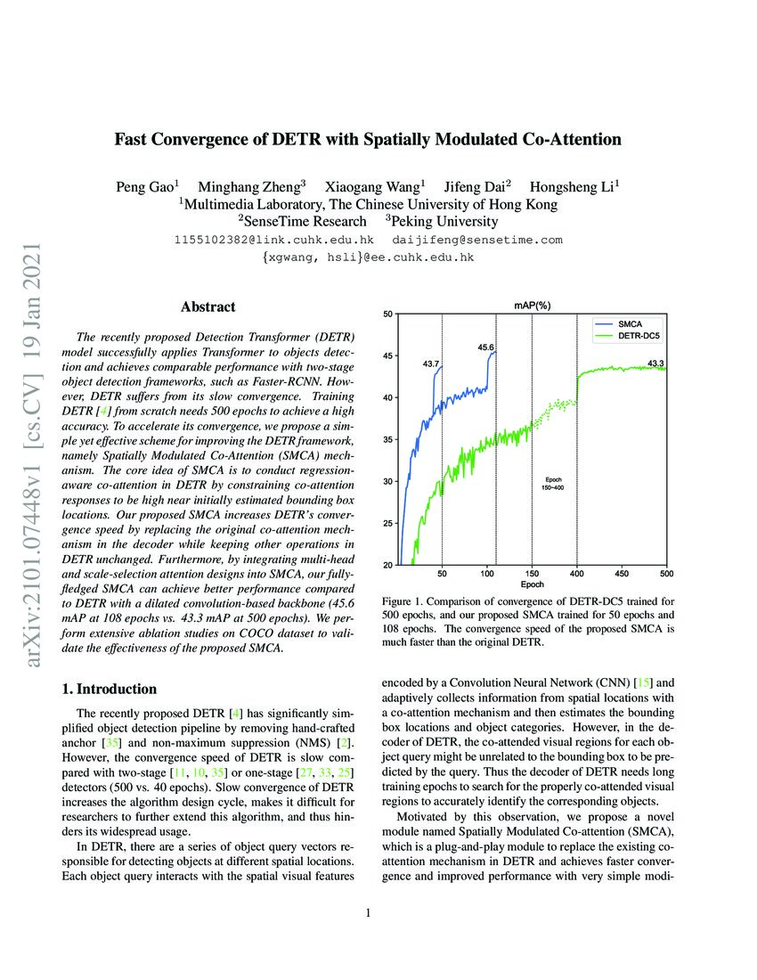 Fast Convergence of DETR with Spatially Modulated Co-Attention | DeepAI