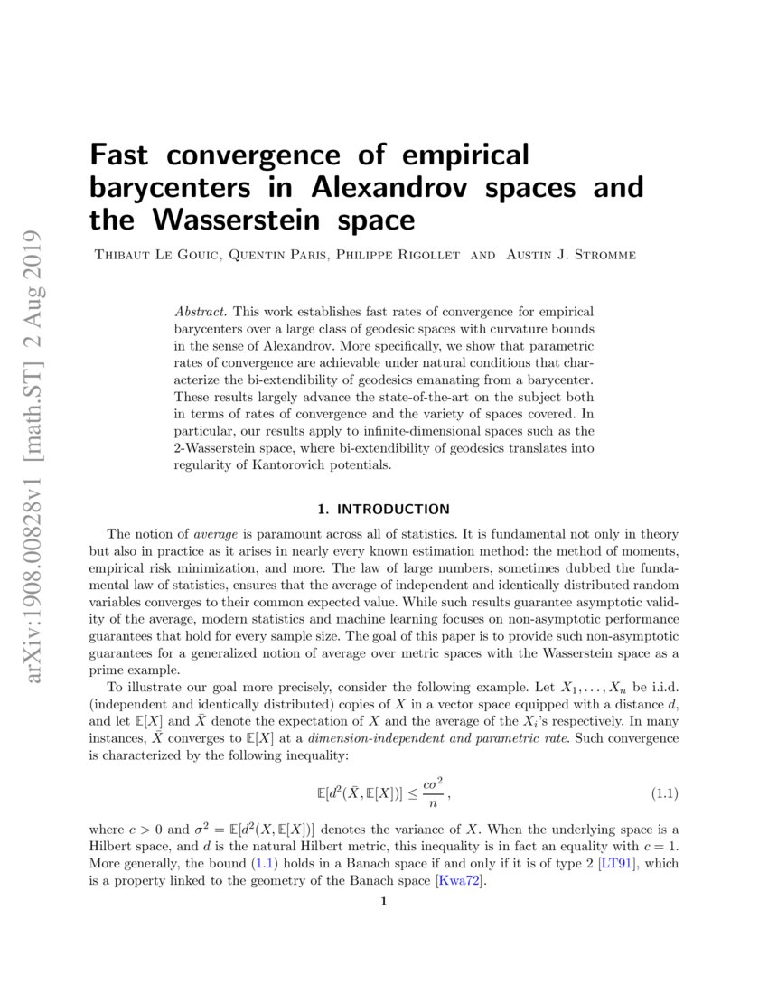 Fast convergence of empirical barycenters in Alexandrov spaces and the ...