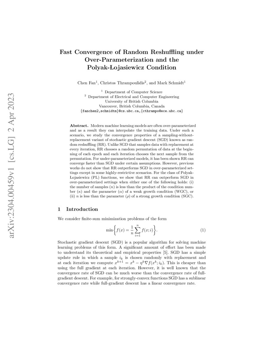 Fast Convergence of Random Reshuffling under Over-Parameterization and the Polyak-Łojasiewicz ...