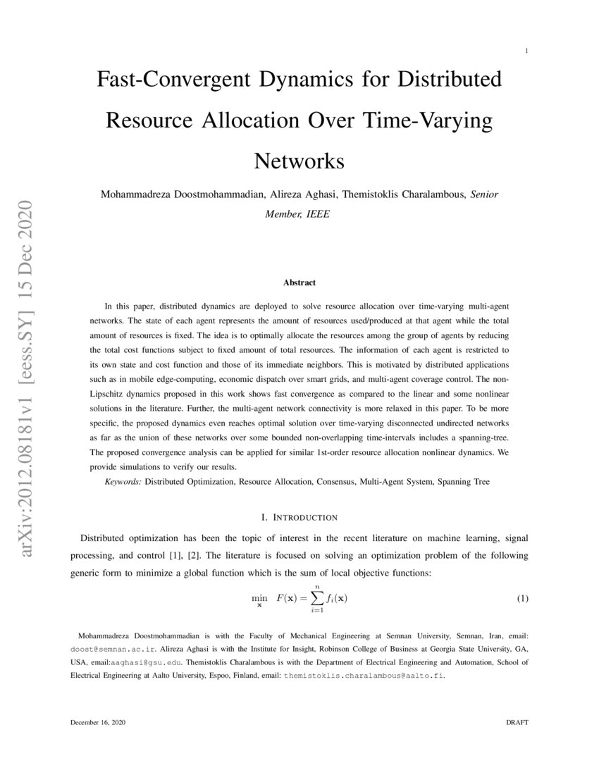 Fast Convergent Dynamics For Distributed Resource Allocation Over Sparse Time Varying Networks