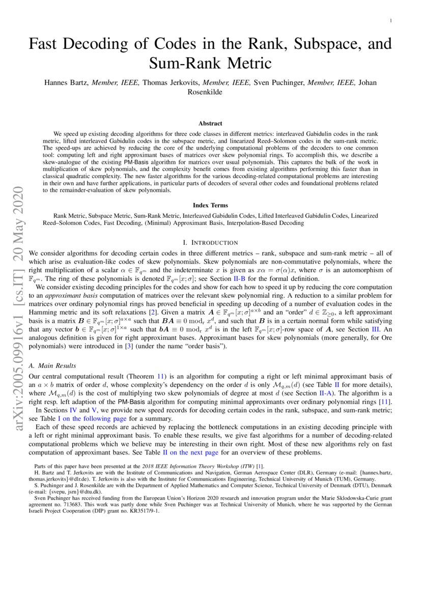 Fast Decoding Of Codes In The Rank Subspace And Sum Rank Metric Deepai