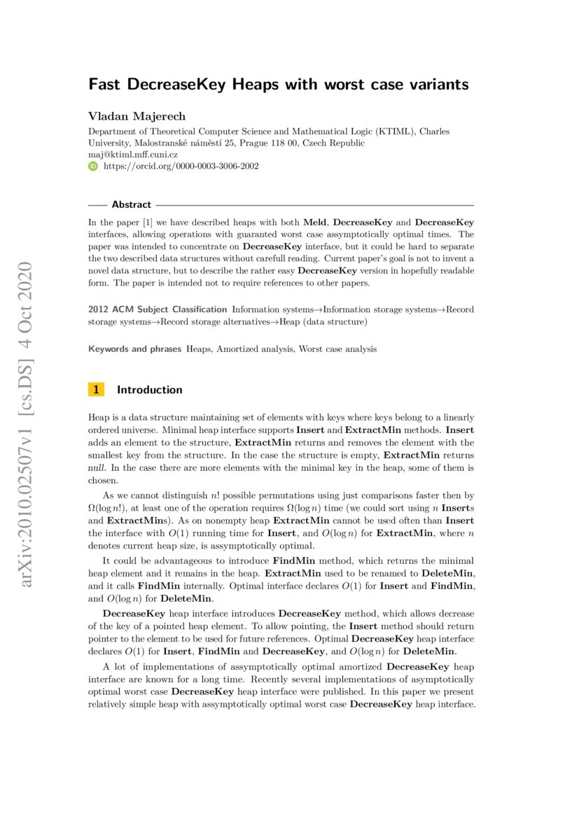 Fast DecreaseKey Heaps with worst case variants | DeepAI