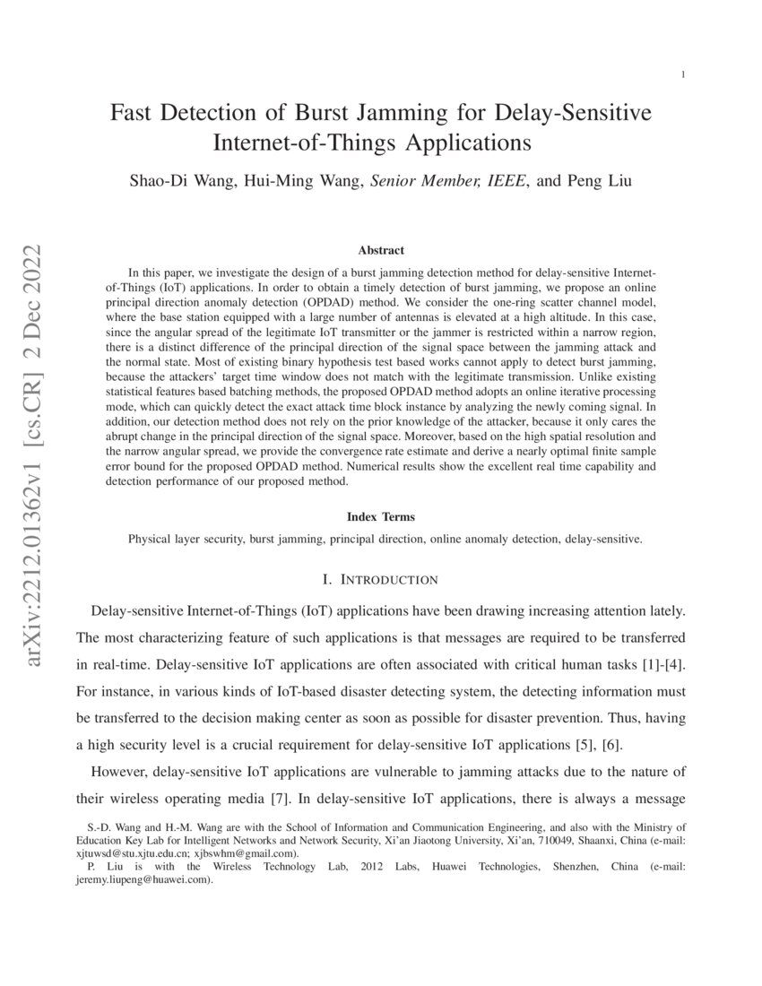 Fast Detection of Burst Jamming for Delay-Sensitive Internet-of-Things ... Fast Detection of Burst Jamming for Delay-Sensitive Internet-of-Things ...