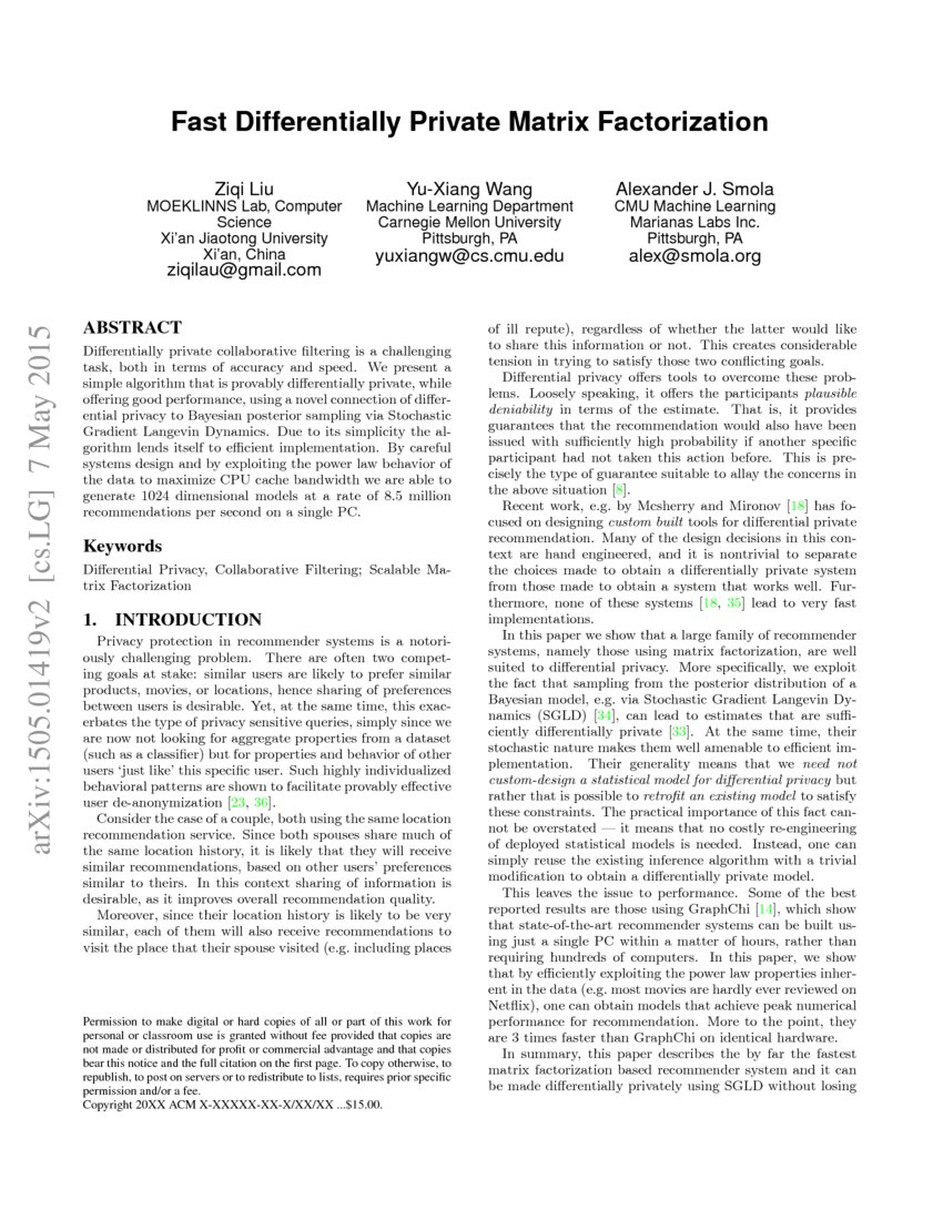 Fast Differentially Private Matrix Factorization | DeepAI