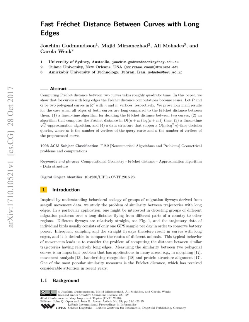 Fast Fréchet Distance Between Curves With Long Edges | DeepAI