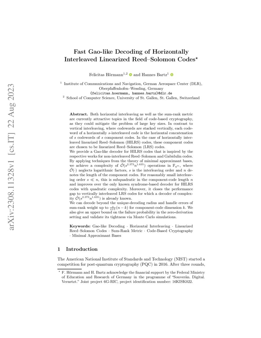 Fast Gao-like Decoding of Horizontally Interleaved Linearized Reed ...