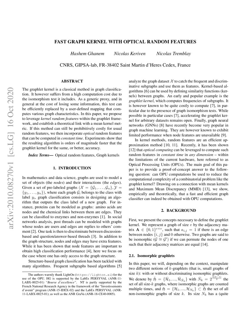 Fast Graph Kernel with Optical Random Features | DeepAI