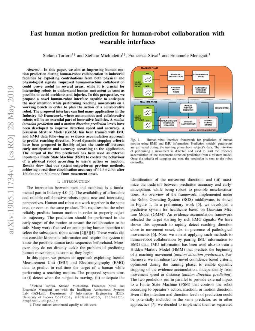 Fast human motion prediction for human-robot collaboration with ...
