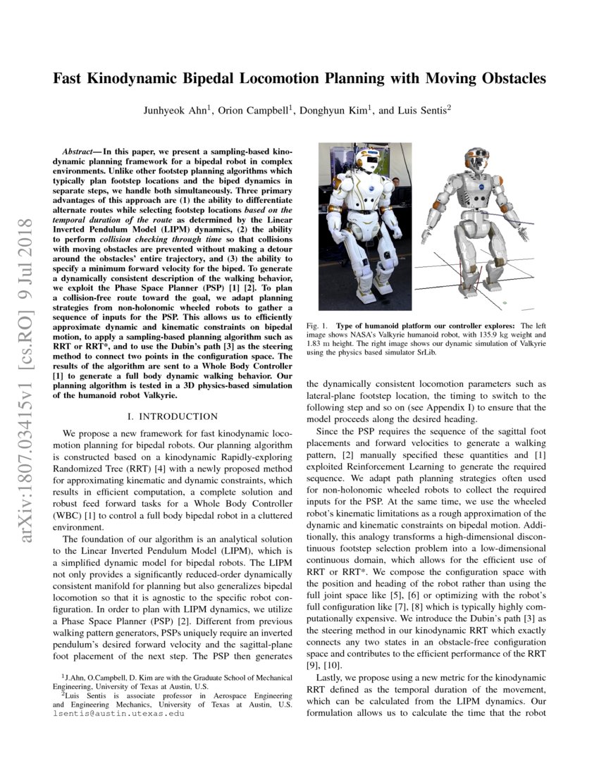 Fast Kinodynamic Bipedal Locomotion Planning with Moving Obstacles | DeepAI