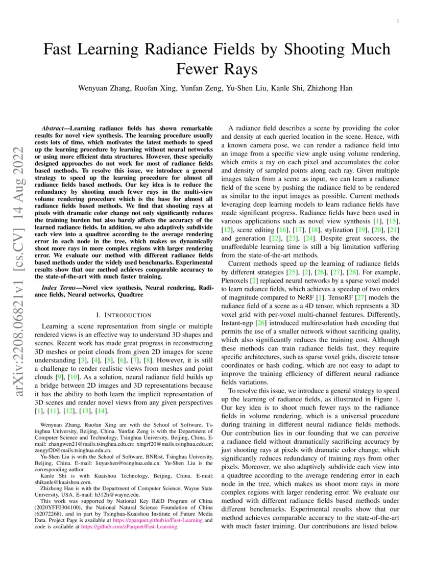 Fast Learning Radiance Fields By Shooting Much Fewer Rays Deepai