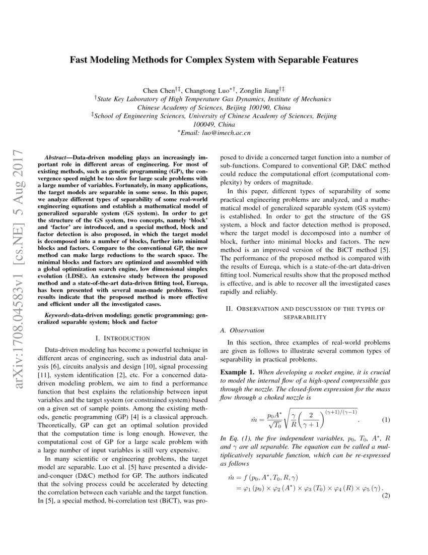 Fast Modeling Methods for Complex System with Separable Features | DeepAI