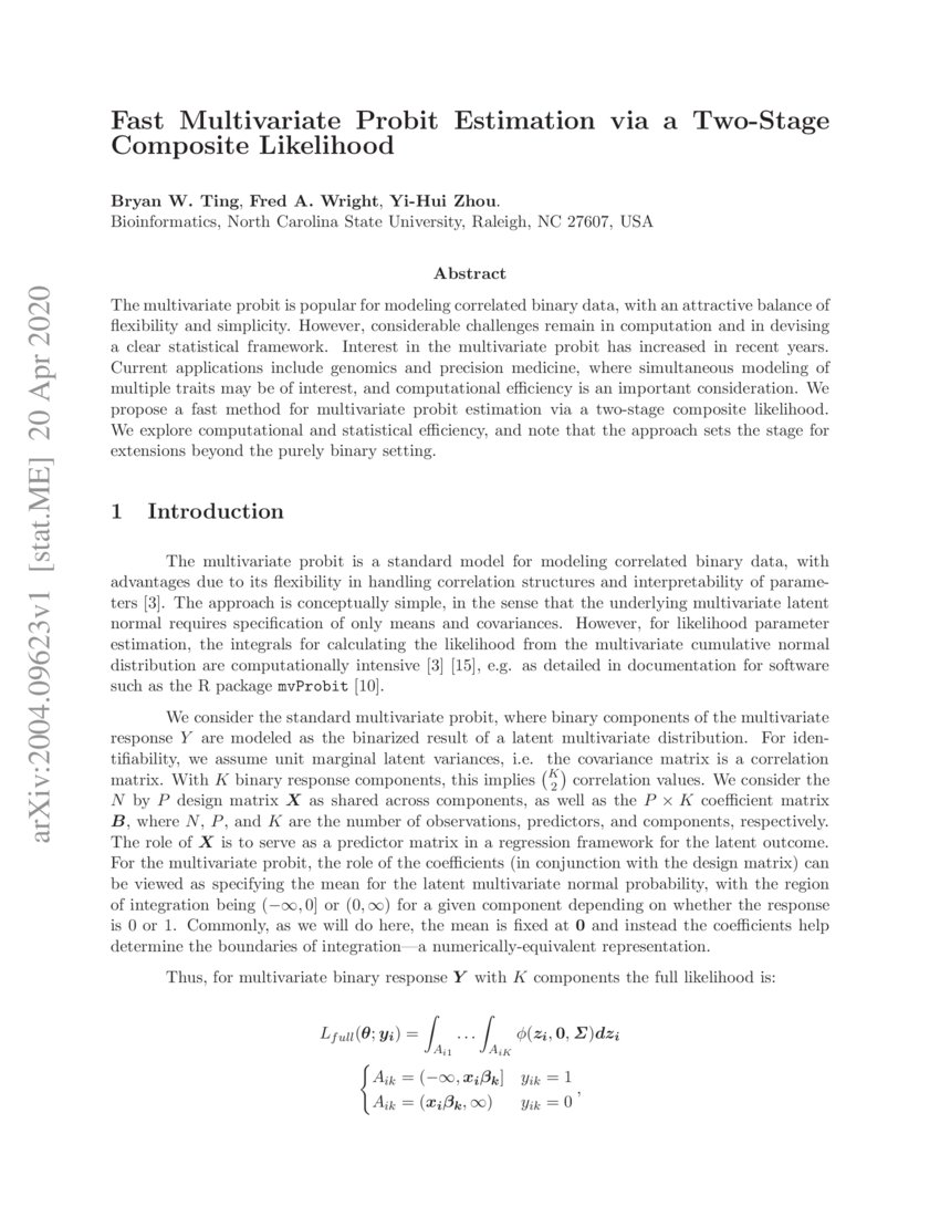 Fast Multivariate Probit Estimation Via A Two Stage Composite