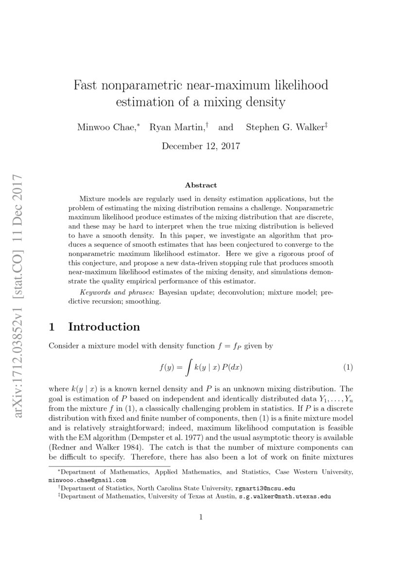 Fast Nonparametric Near Maximum Likelihood Estimation Of A Mixing