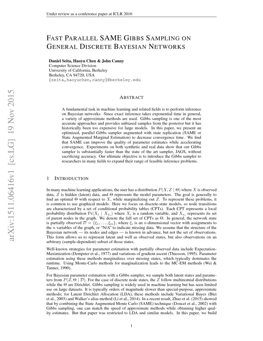 Fast Parallel SAME Gibbs Sampling on General Discrete Bayesian Networks | DeepAI