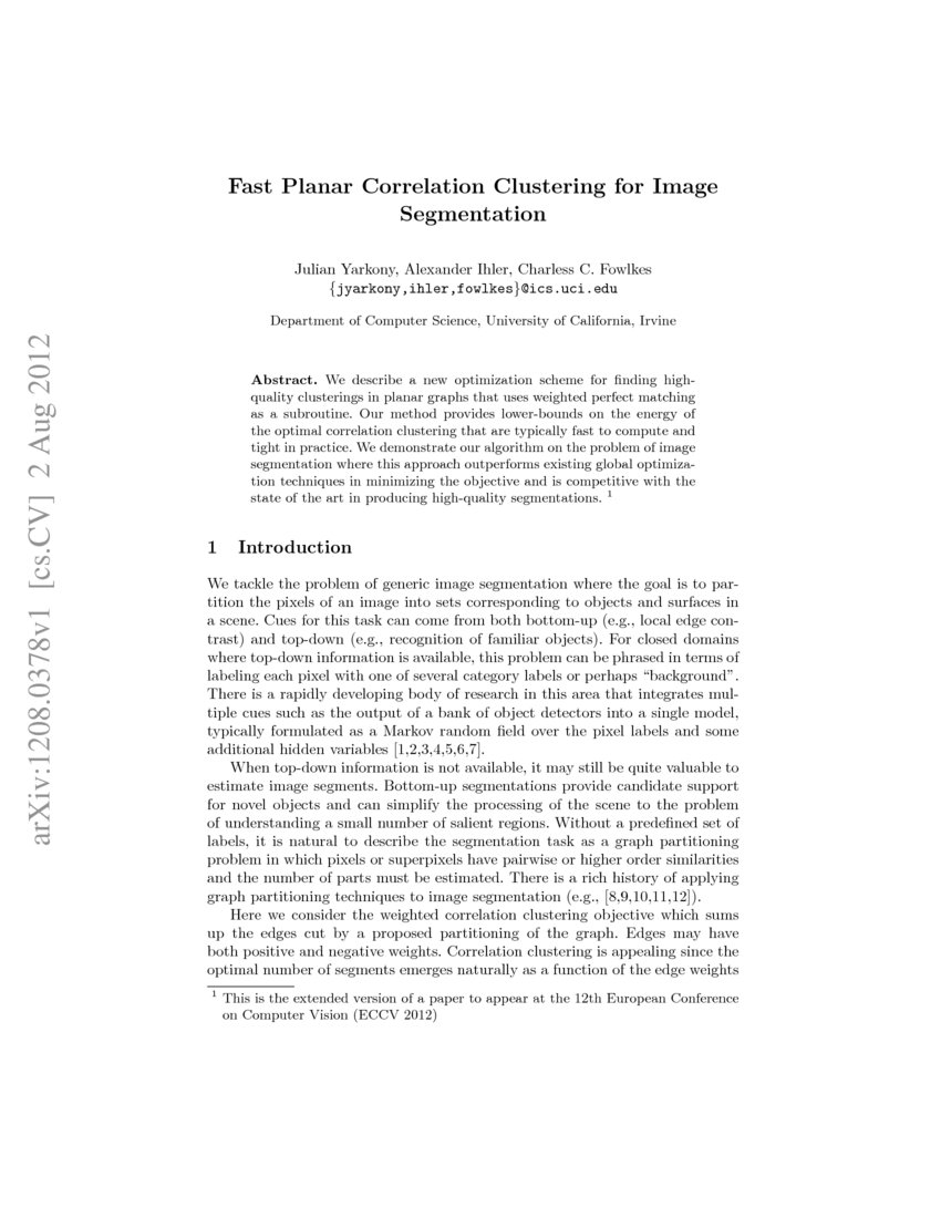 Fast Planar Correlation Clustering for Image Segmentation | DeepAI