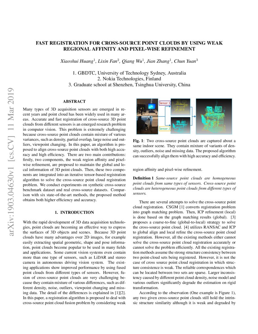 Fast Registration For Cross Source Point Clouds By Using Weak Regional Affinity And Pixel Wise 6443