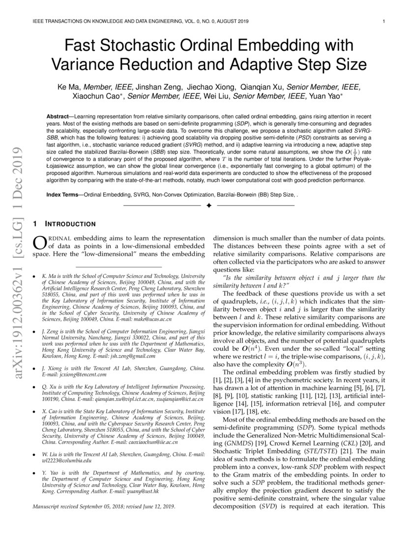 Fast Stochastic Ordinal Embedding With Variance Reduction And Adaptive 9312