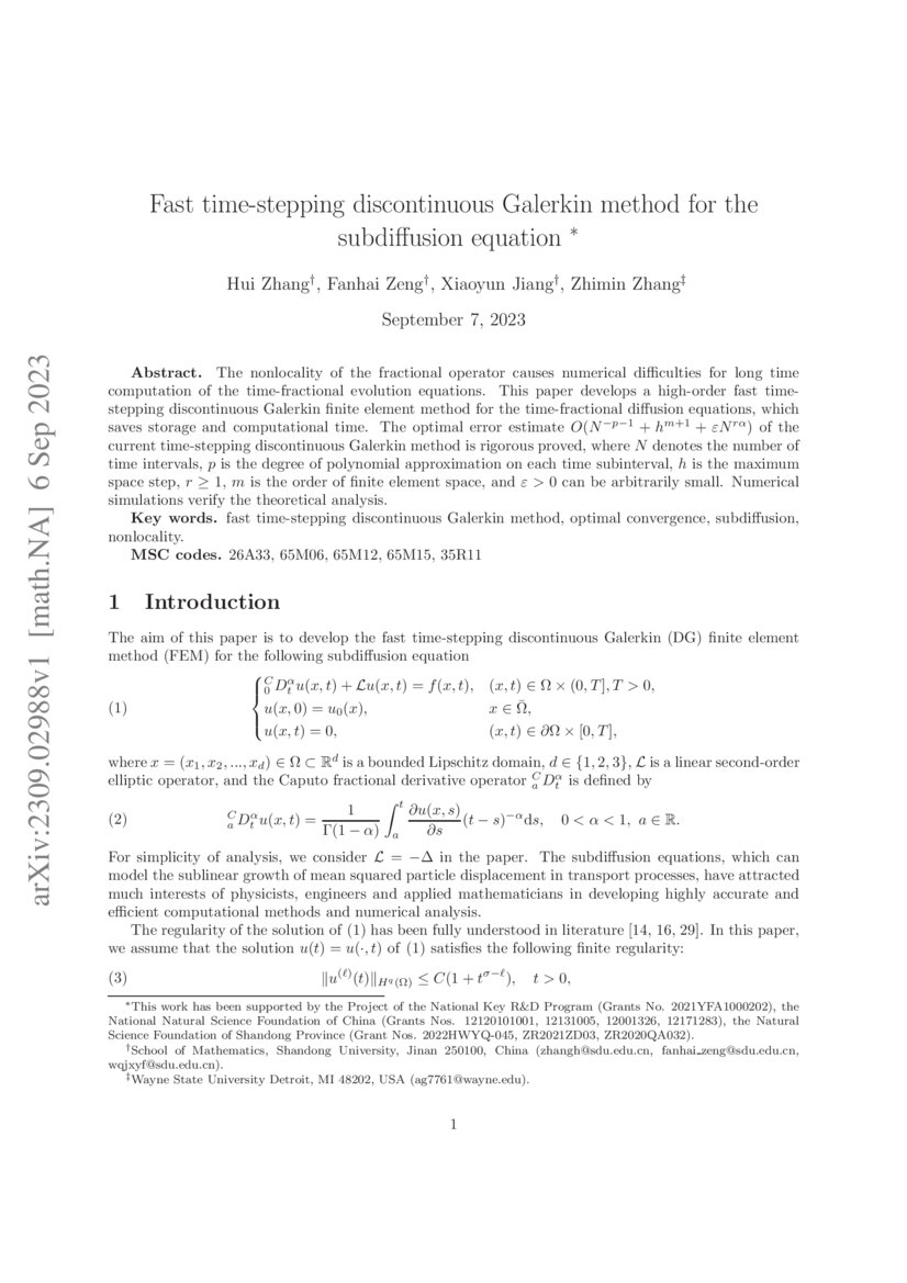 Fast Time Stepping Discontinuous Galerkin Method For The Subdiffusion