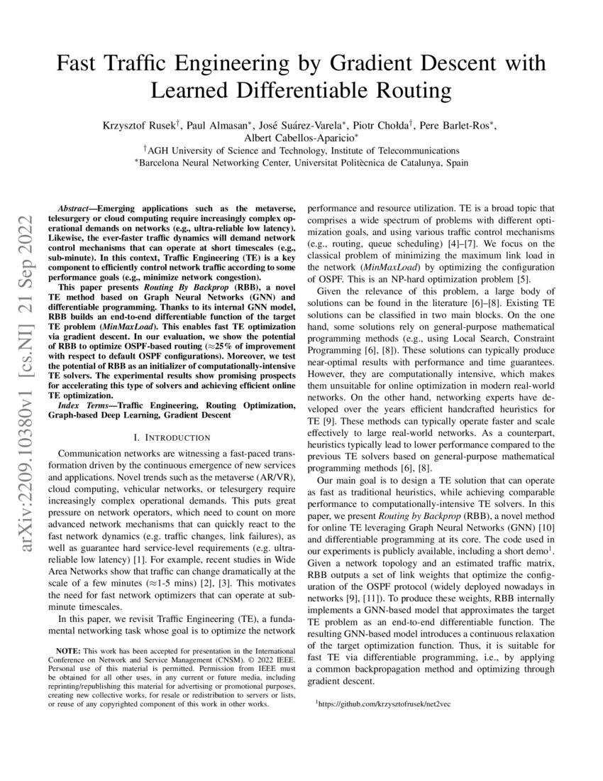 Fast Traffic Engineering By Gradient Descent With Learned Differentiable Routing Deepai