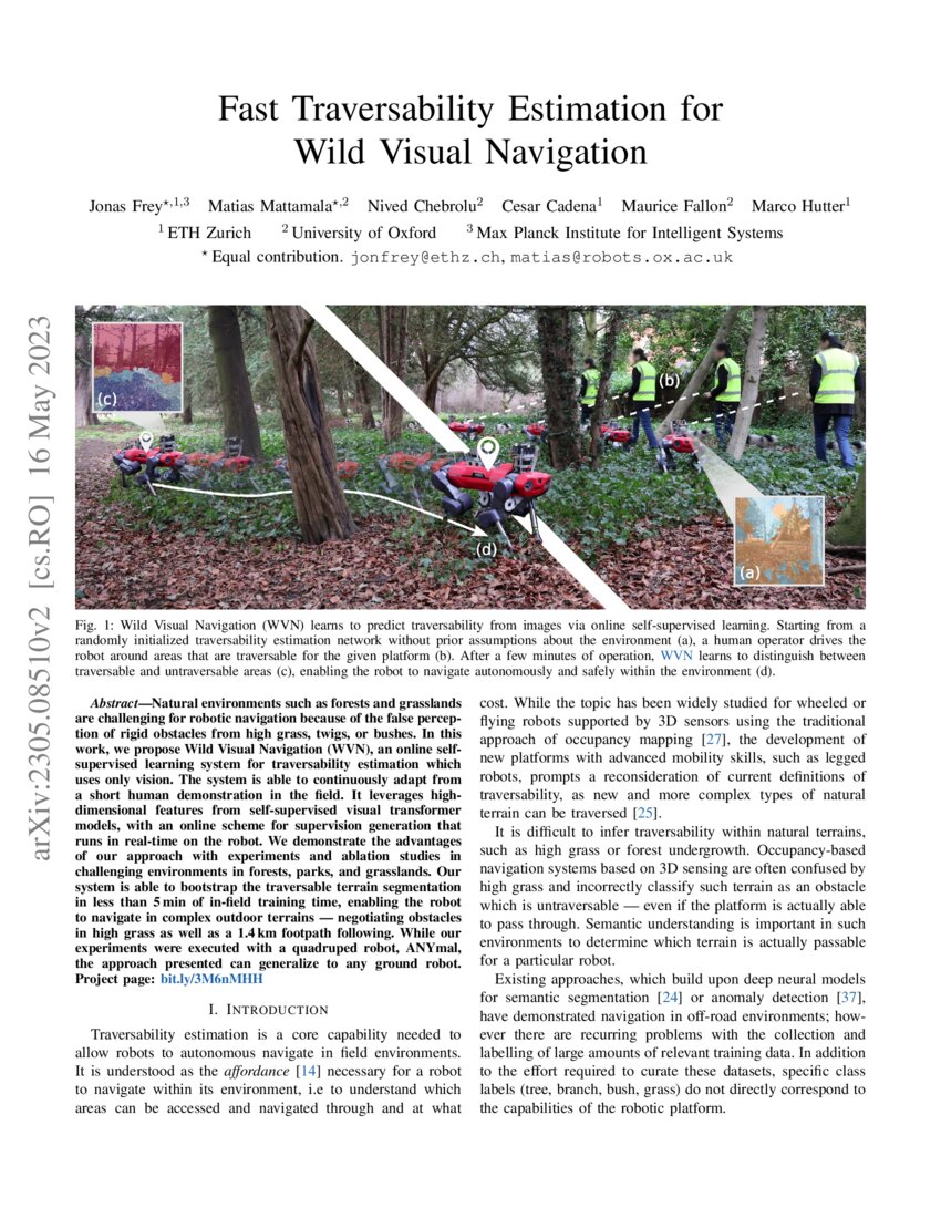Fast Traversability Estimation For Wild Visual Navigation Deepai