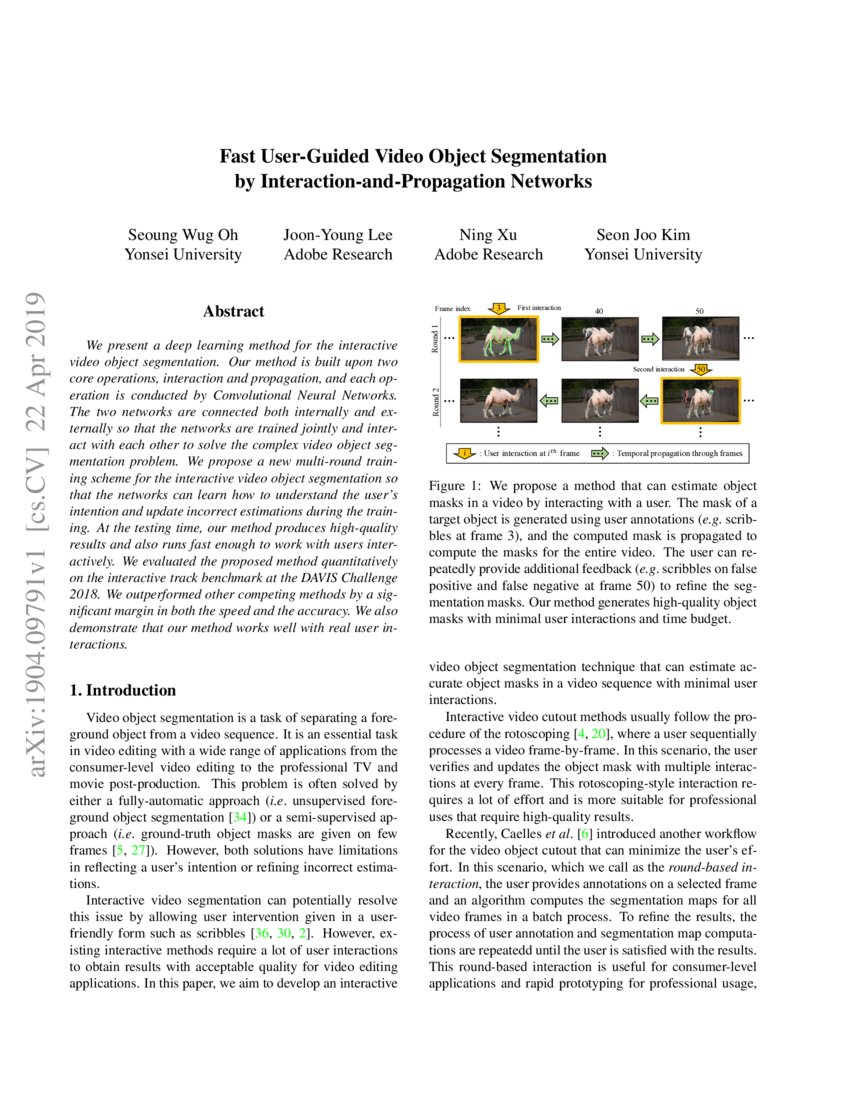 Fast User-Guided Video Object Segmentation by Interaction-and ...