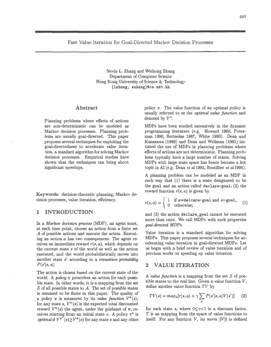 Fast Value Iteration for Goal-Directed Markov Decision Processes | DeepAI