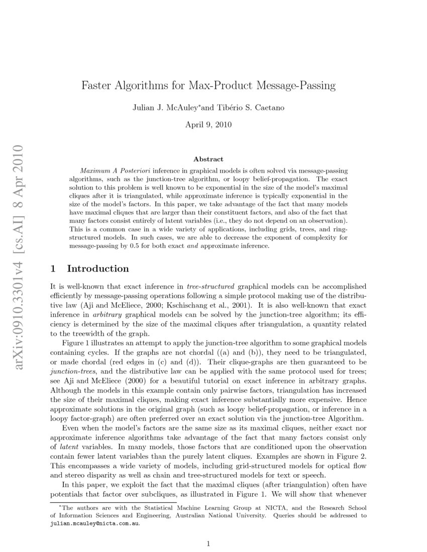 Faster Algorithms For Max Product Message Passing Deepai 0493