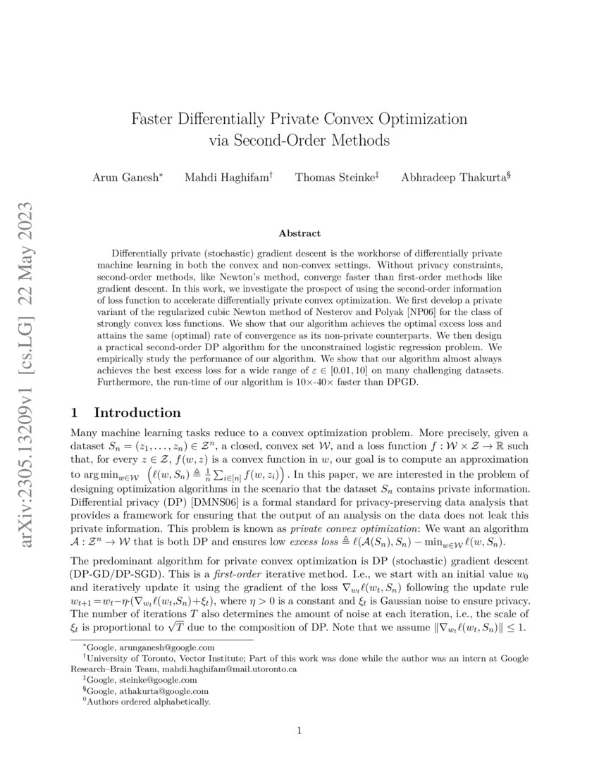 Faster Differentially Private Convex Optimization Via Second Order Methods Deepai 