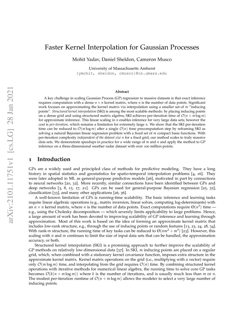Faster Kernel Interpolation for Gaussian Processes | DeepAI
