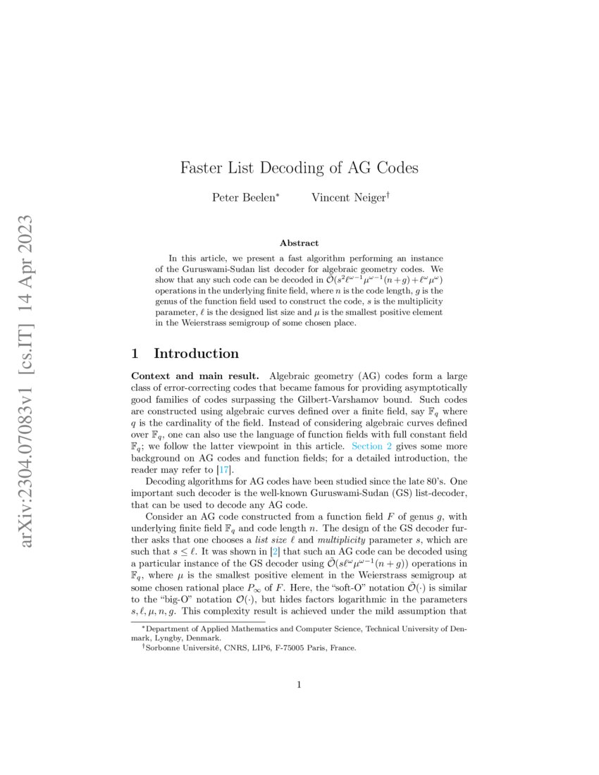 Faster List Decoding of AG Codes | DeepAI