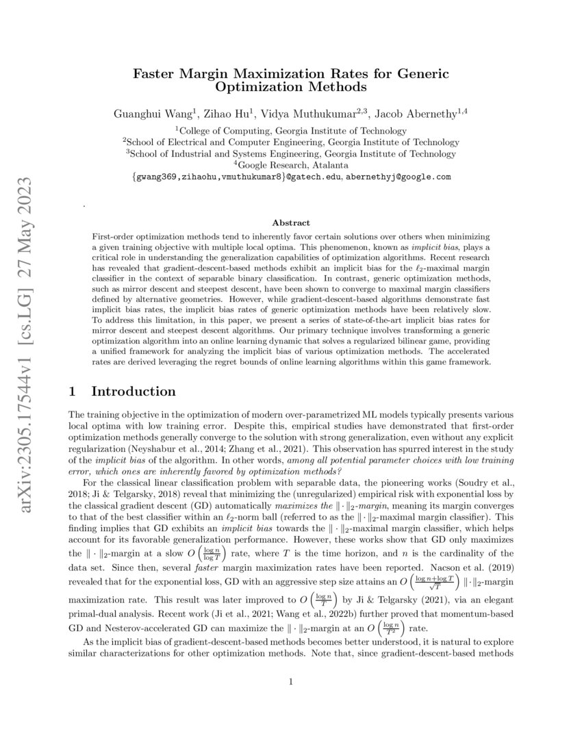 Faster Margin Maximization Rates For Generic Optimization Methods Deepai 2006