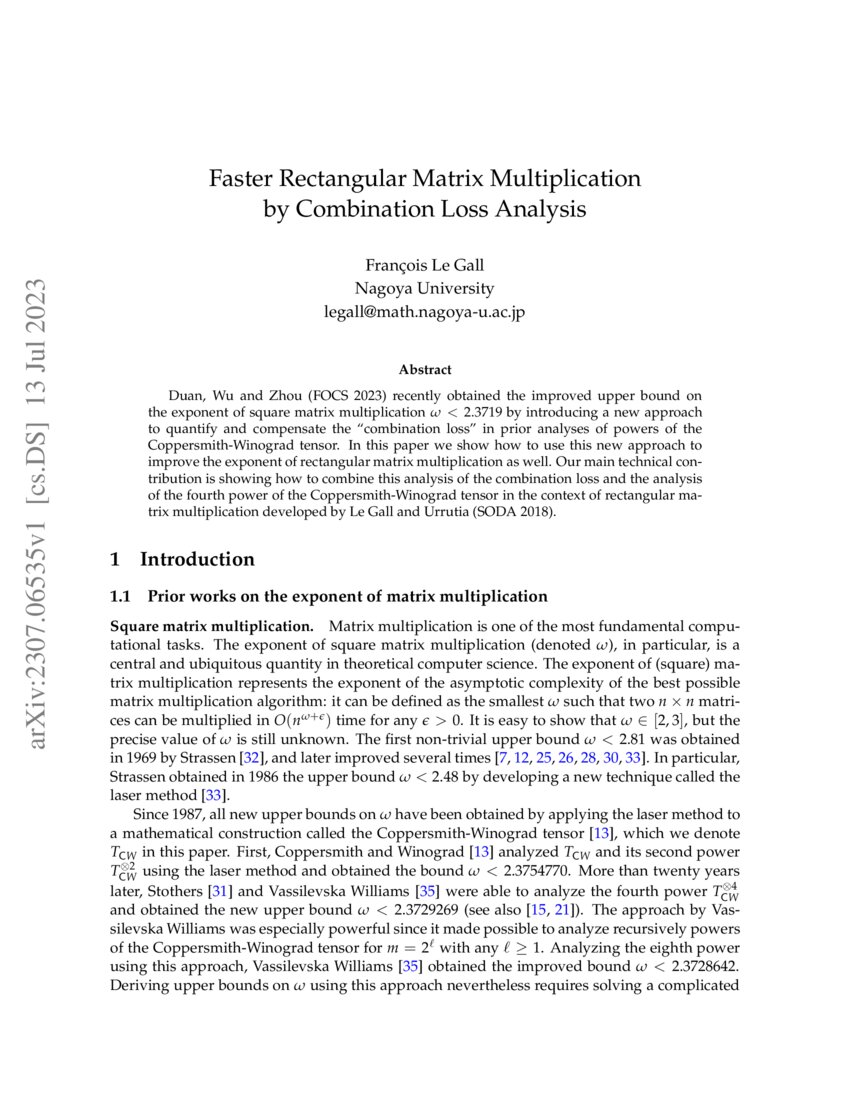 Faster Rectangular Matrix Multiplication by Combination Loss Analysis ...