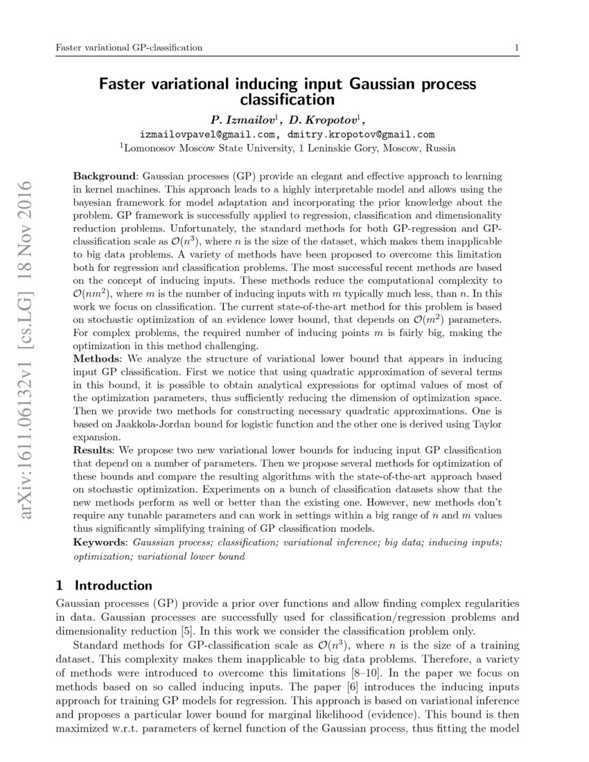 Faster variational inducing input Gaussian process classification | DeepAI