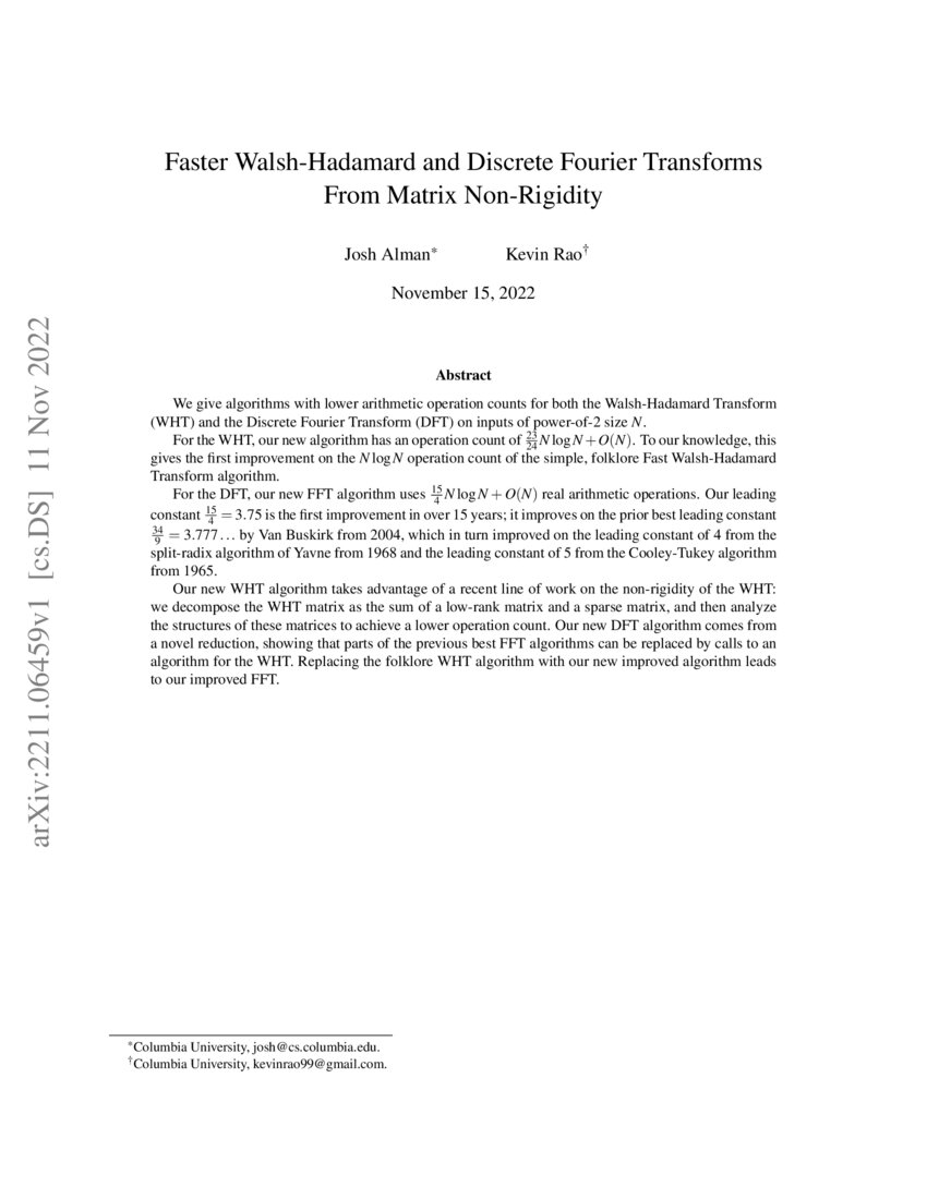 Faster Walsh Hadamard And Discrete Fourier Transforms From Matrix Non
