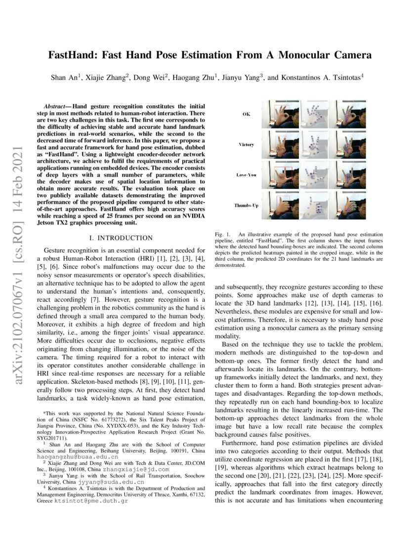 FastHand: Fast Hand Pose Estimation From A Monocular Camera | DeepAI