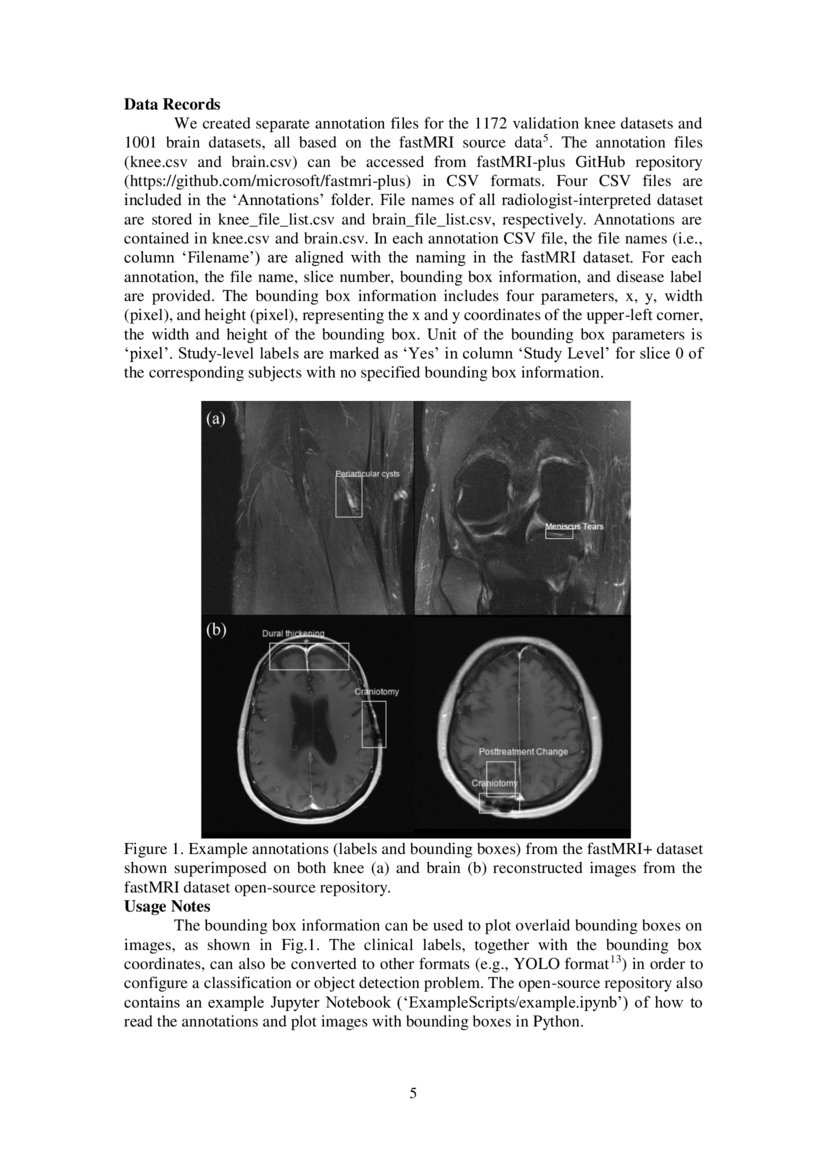 fastMRI+: Clinical Pathology Annotations for Knee and Brain Fully ...
