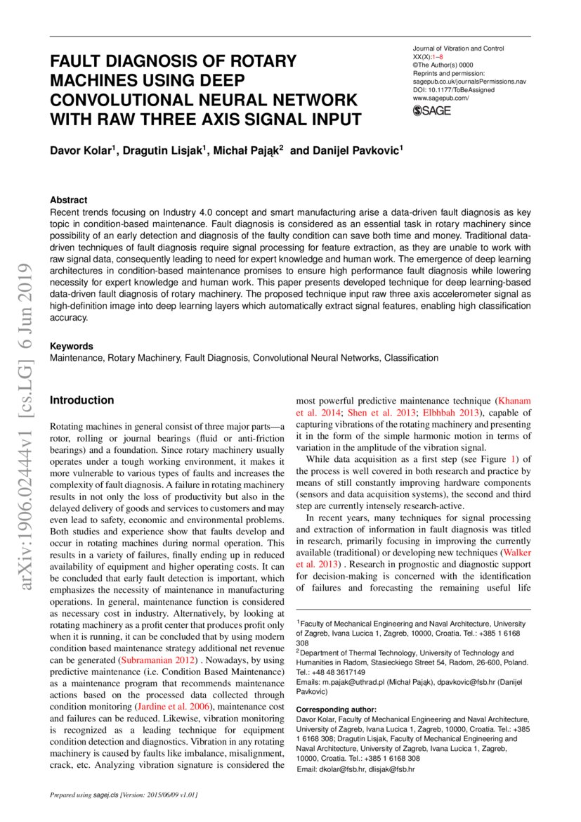 Fault Diagnosis of Rotary Machines using Deep Convolutional Neural Network with three axis ...