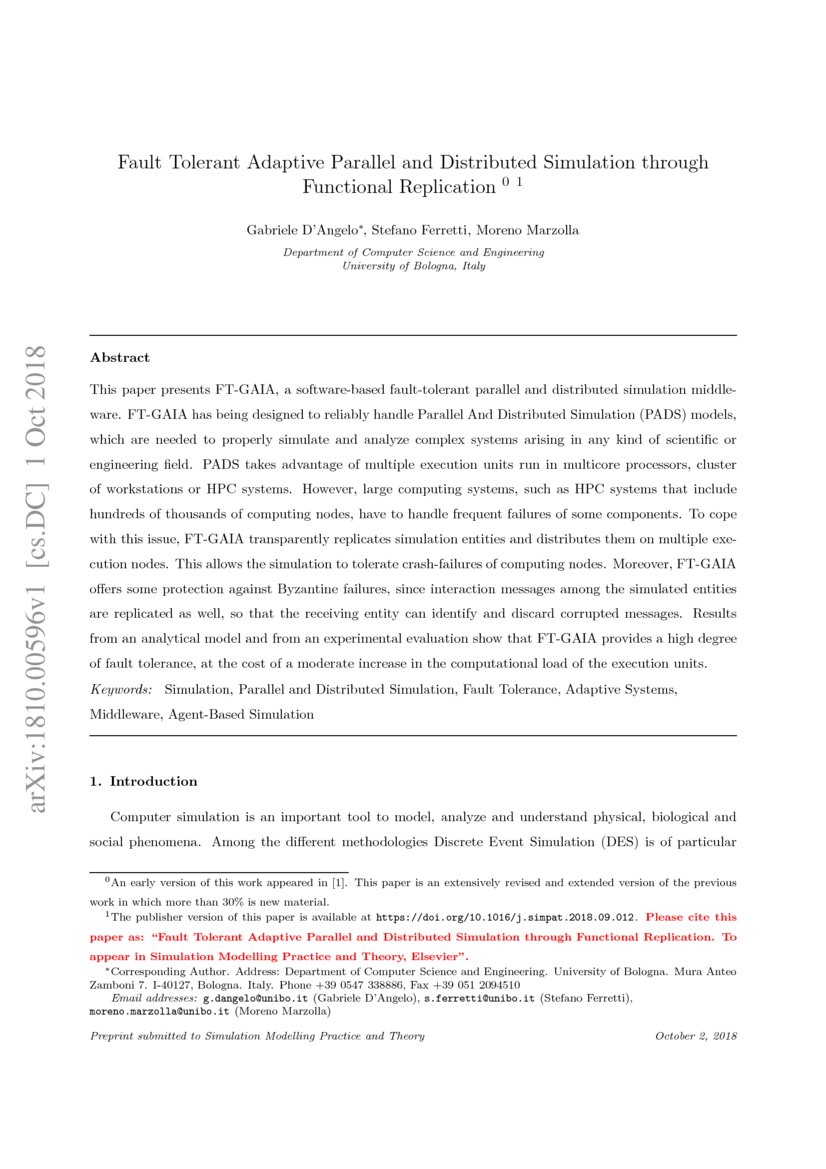 Fault Tolerant Adaptive Parallel And Distributed Simulation Through 7137