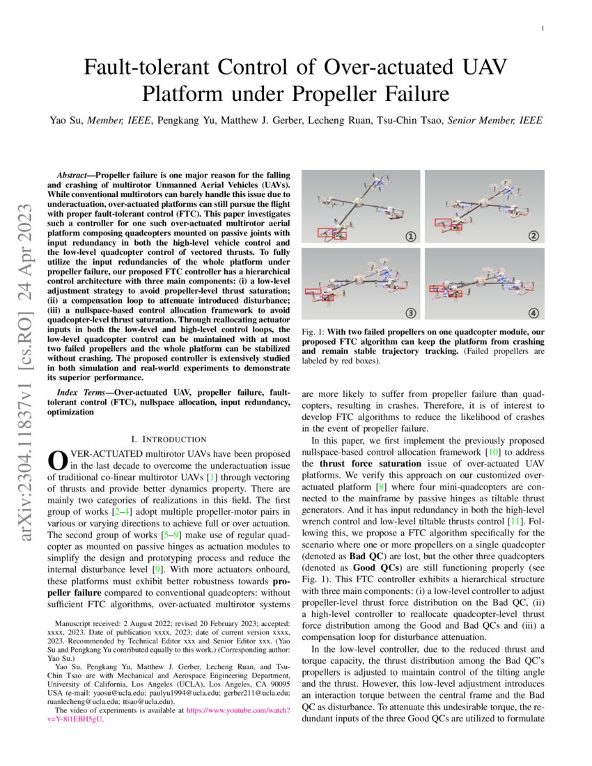 Fault-tolerant Control of Over-actuated UAV Platform under Propeller ...