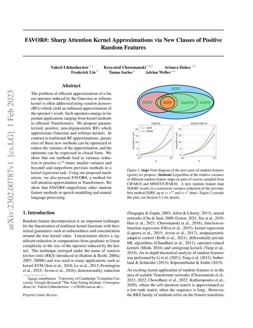 FAVOR#: Sharp Attention Kernel Approximations via New Classes of Positive Random Features | DeepAI
