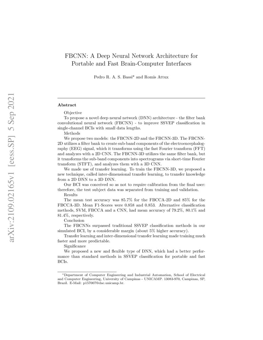 FBCNN: A Deep Neural Network Architecture for Portable and Fast Brain-Computer Interfaces | DeepAI