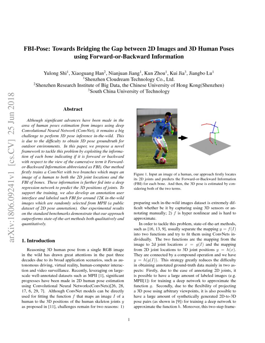 FBI-Pose: Towards Bridging the Gap between 2D Images and 3D Human Poses using Forward-or ...