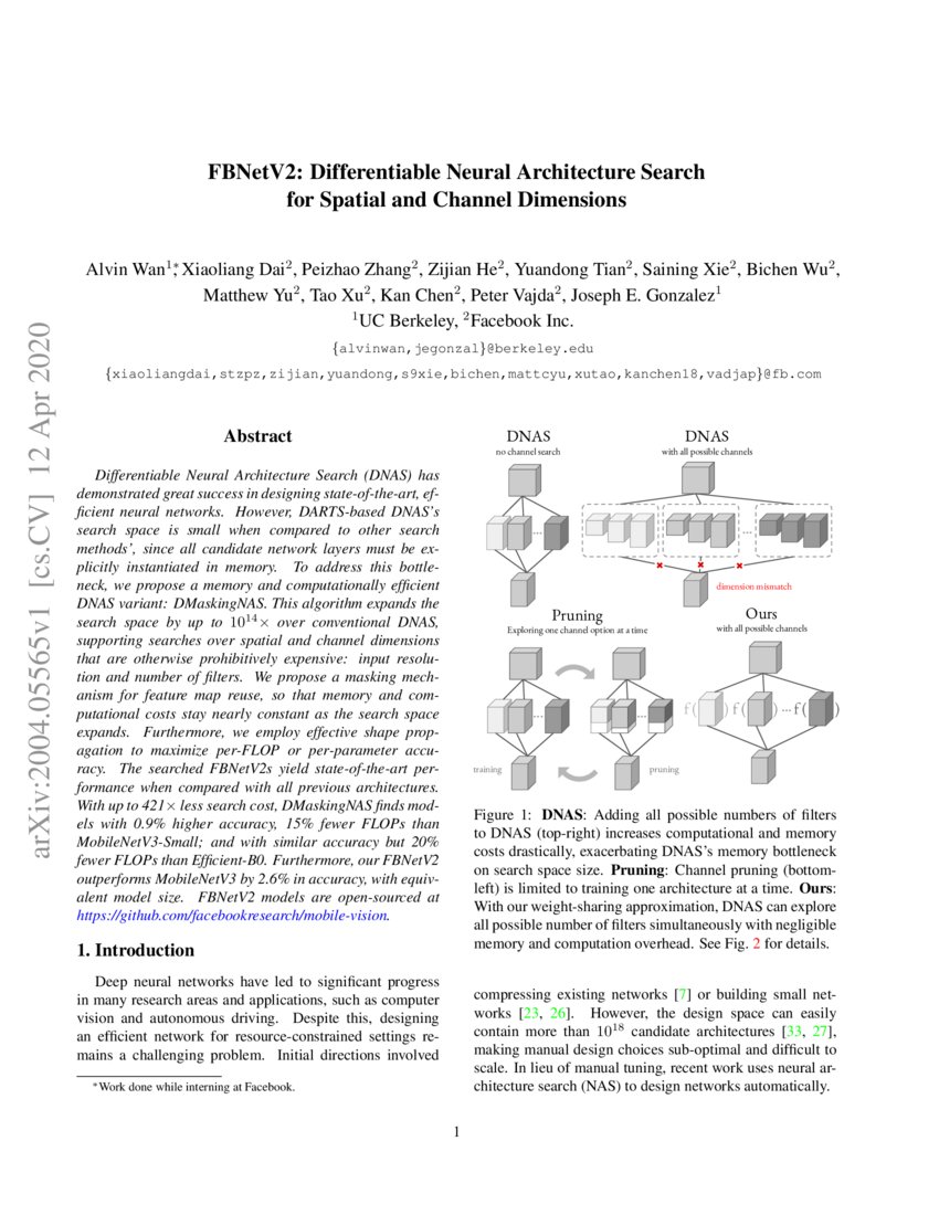 FBNetV2: Differentiable Neural Architecture Search for Spatial and ...