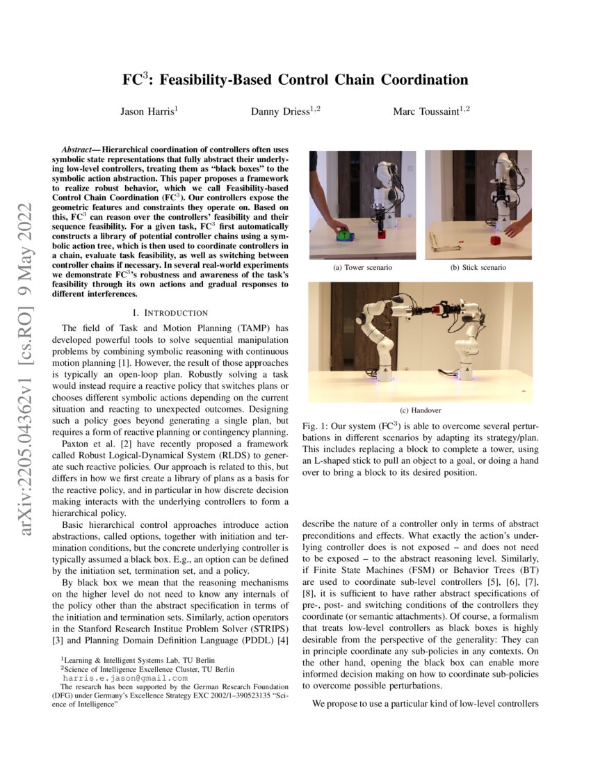 FC^3: Feasibility-Based Control Chain Coordination | DeepAI