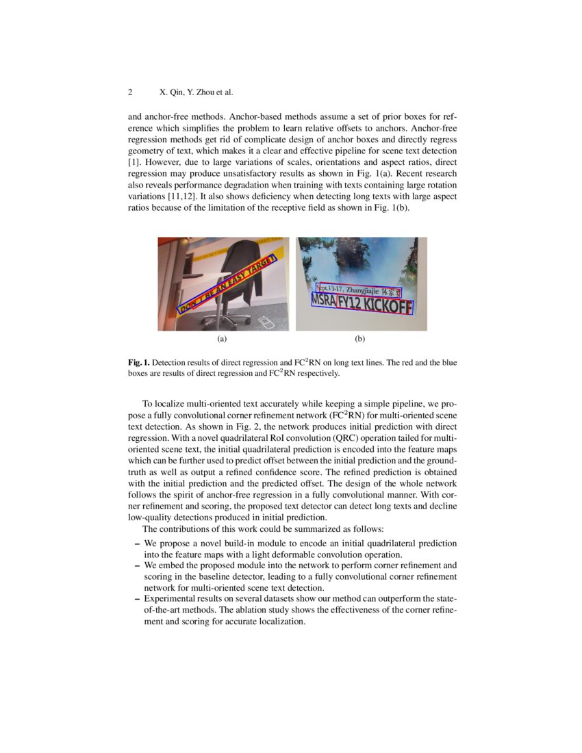 Fc2rn A Fully Convolutional Corner Refinement Network For Accurate Multi Oriented Scene Text
