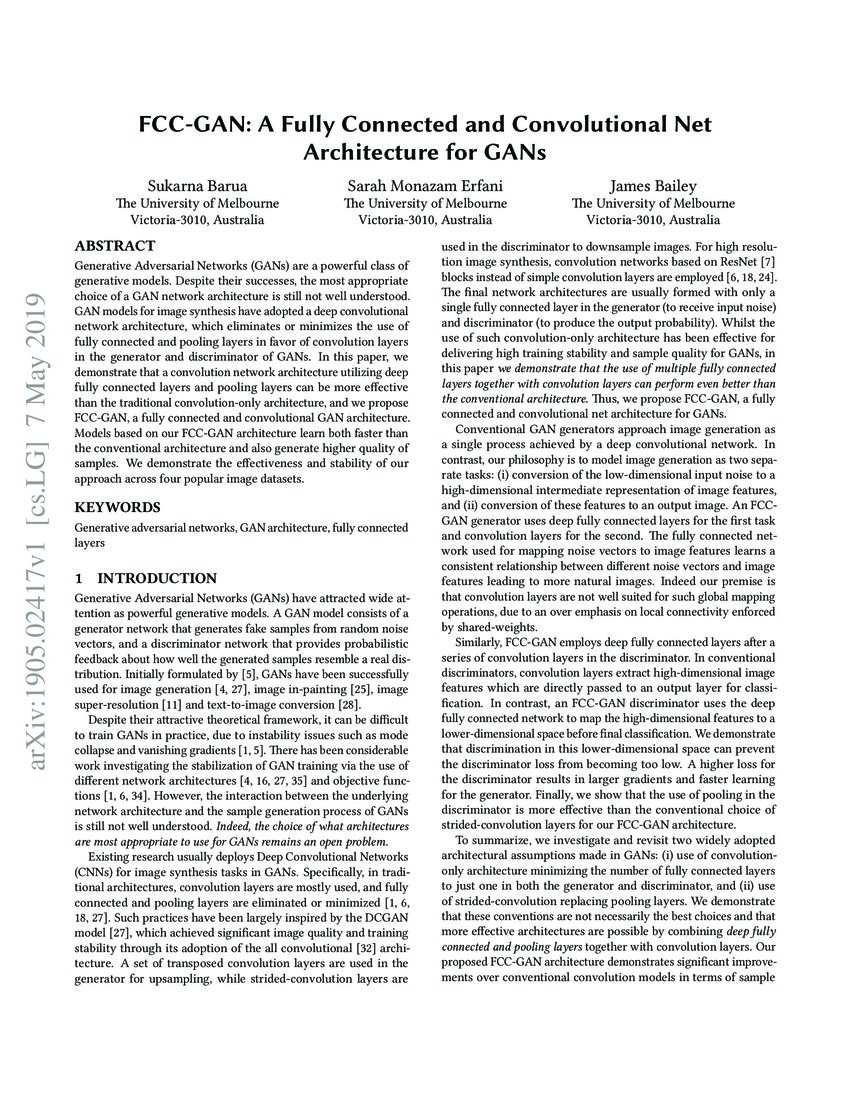 FCC-GAN: A Fully Connected and Convolutional Net Architecture for GANs ...