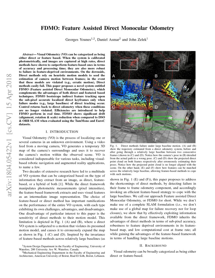 FDMO: Feature Assisted Direct Monocular Odometry | DeepAI